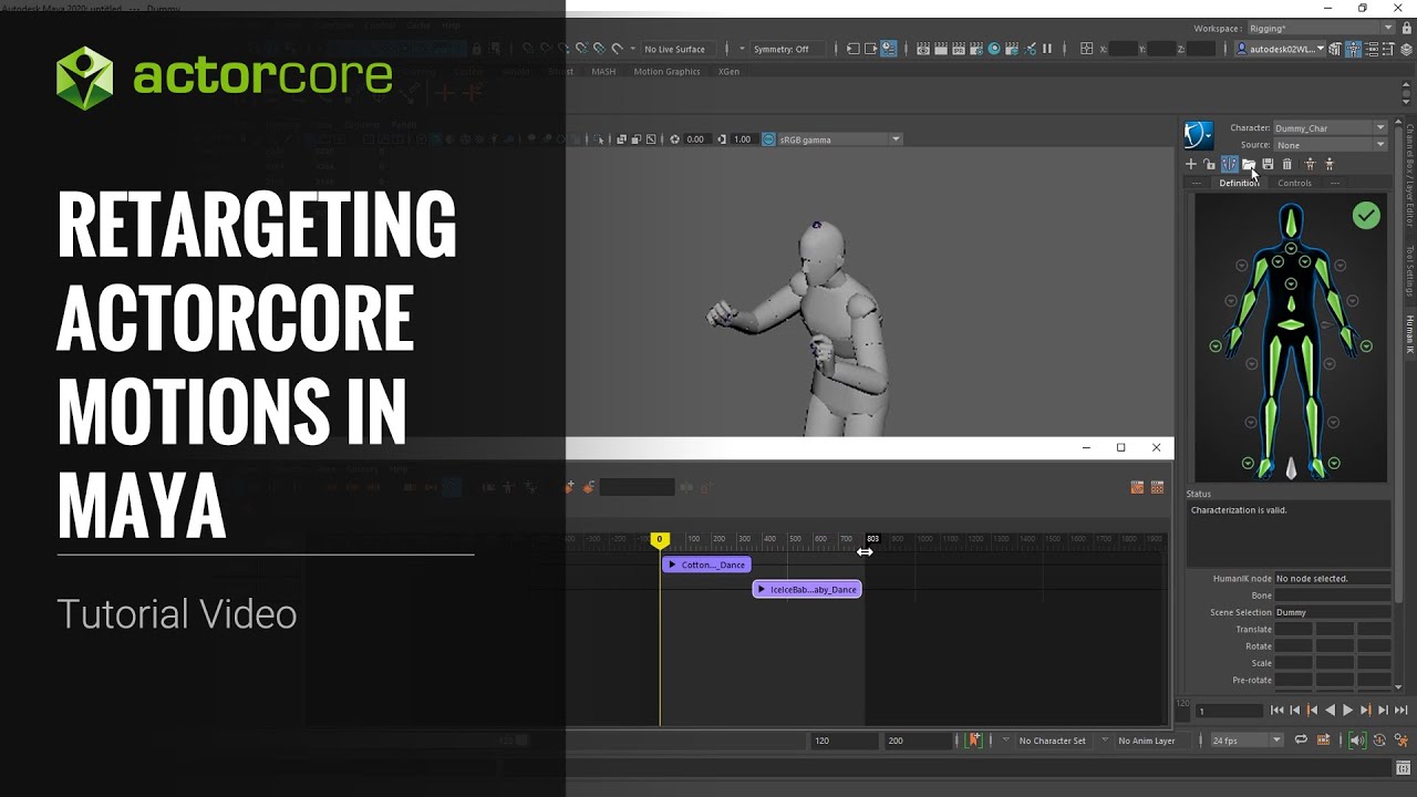 ActorCore Tutorial for Maya - Retargeting Motions for Maya