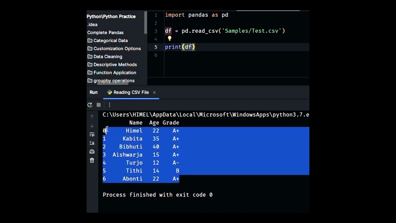 Reading CSV File | Input-Output Tools | Python Pandas | CoderAnt2 | #shorts #python #pandas #csv