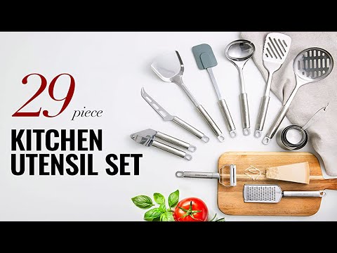 Best kitchen utensil set | HOME HERO Stainless Steel Kitchen Utensil Set | 29 Cooking Utensils