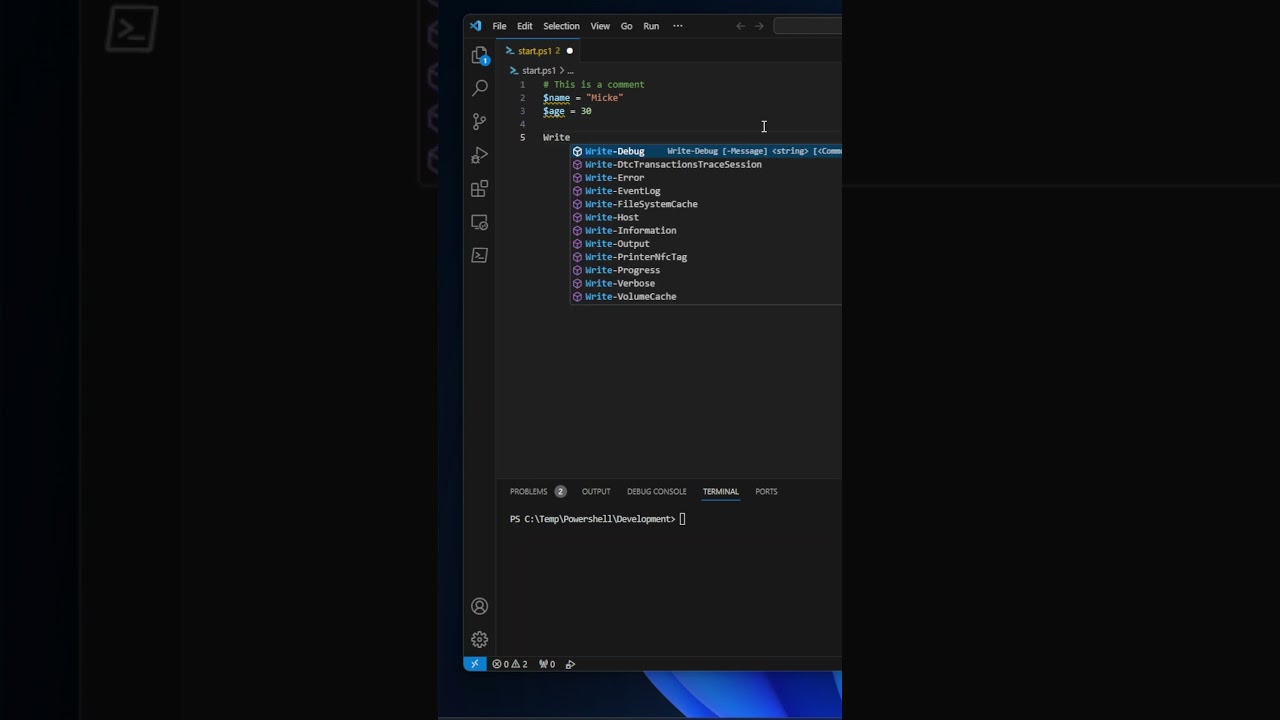 Basic scripting powershell for beginners comments and variables #beginner #tutorial #powershell