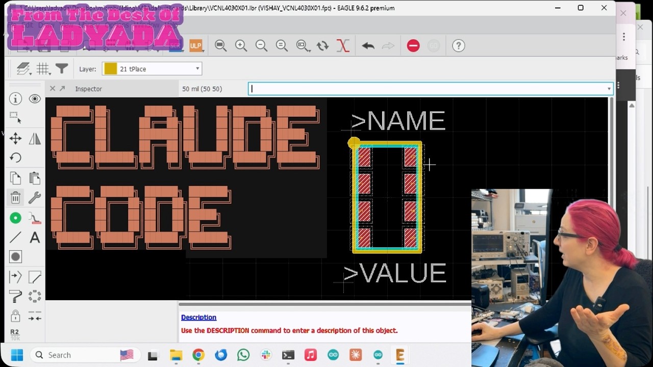 Desk of Ladyada – LLMs Make EagleCAD Footprints, Daycare Edition 🍼🦀