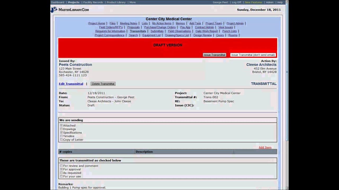 Transmittals Tutorial