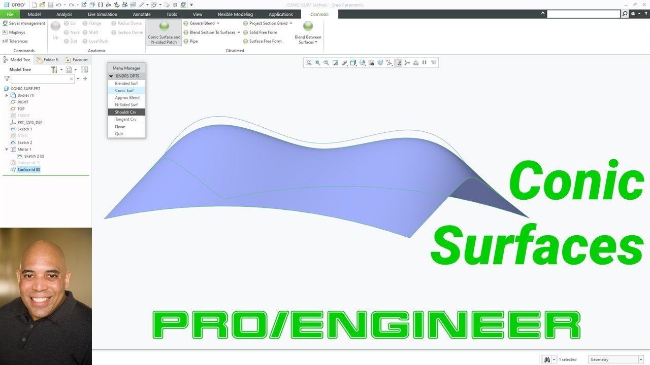 Creo Parametric - Conic Surfaces | Pro/ENGINEER Obsolete Features