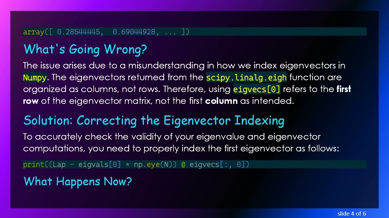Resolving Eigenvalue and Eigenvector Issues with Scipy in Python