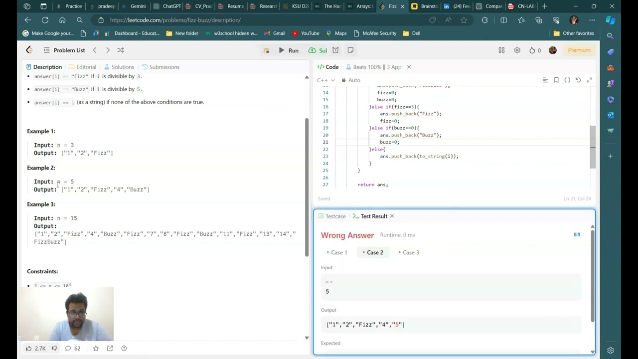 Fizz Buzz | LeetCode Problem 412 | CPP | Different Methods