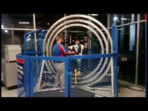 Taking a spin in NASA Space Camp in Multi-Axis Trainer at Huntsville, Alabama