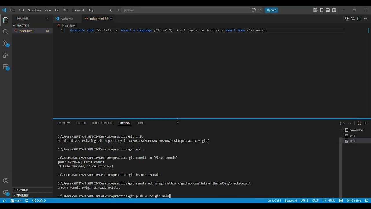 Github code push tutorial