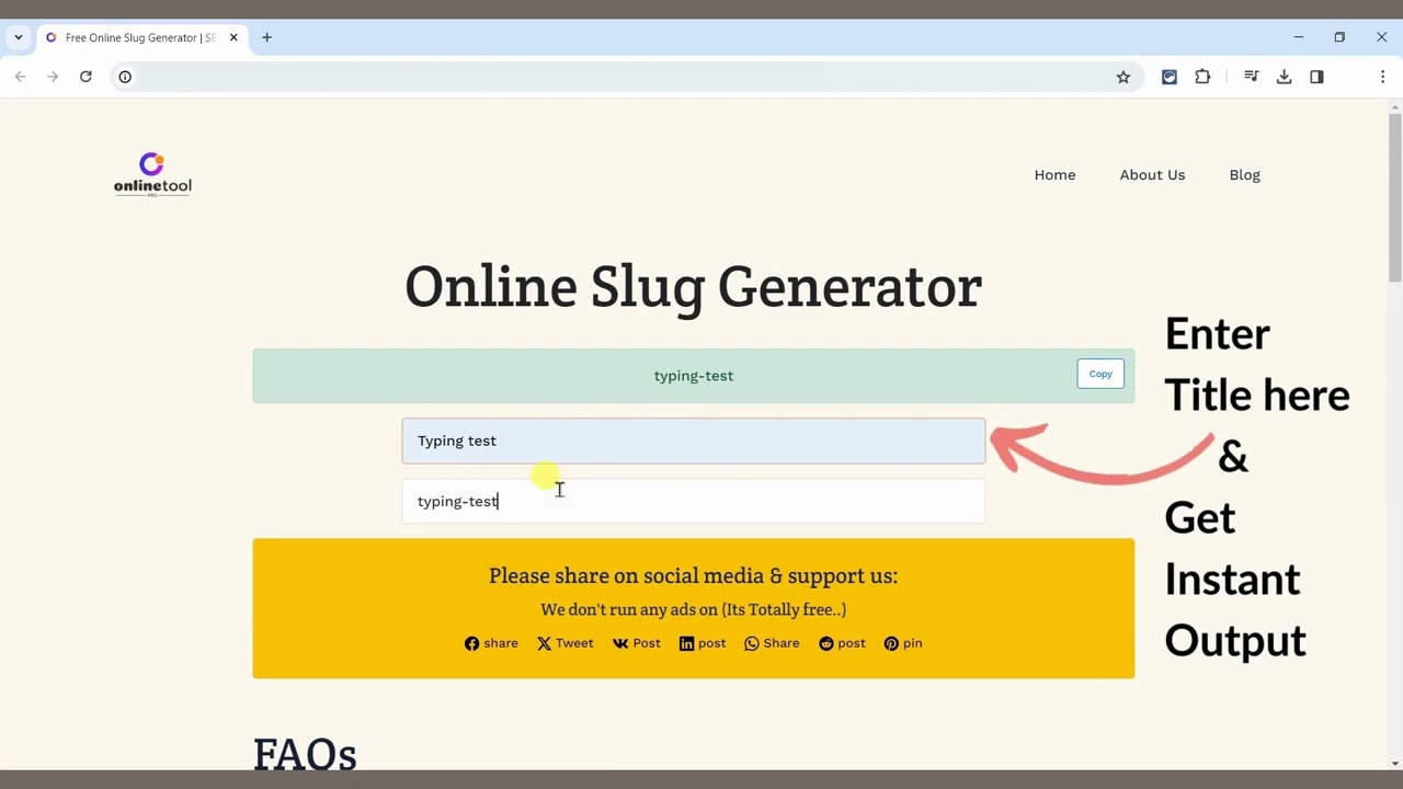 Free Online Slug Generator - Slugify text into a SEO-friendly URL