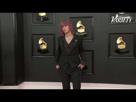 The Kid Laroi and Katarina Deme share a sweet moment on the GRAMMYs carpet