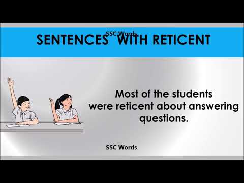 Reticent - Improve English - Meaning and 5 sentences - GRE / CAT / GMAT word - SSC Words