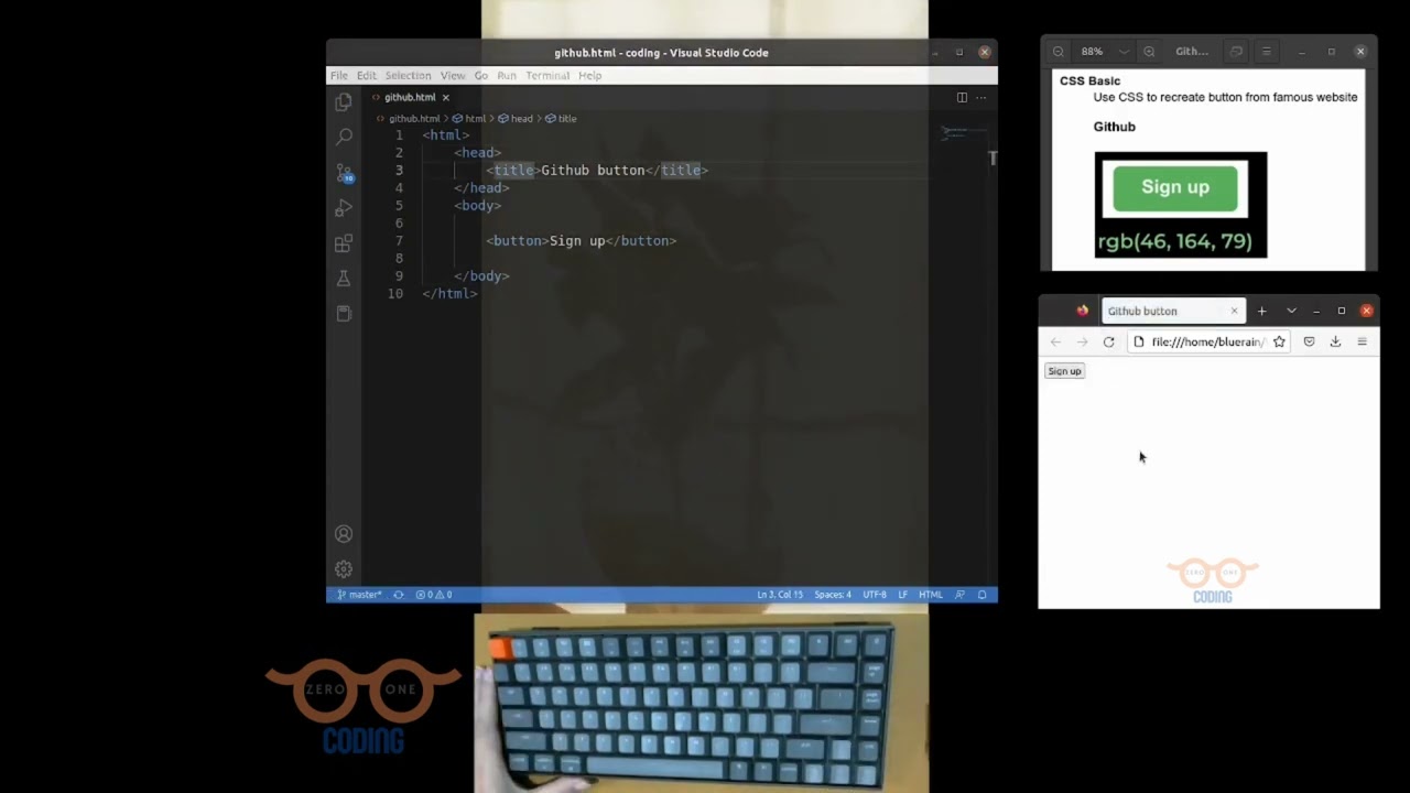 Basic HTML CSS | How to Code a Github Button | ASMR Programming