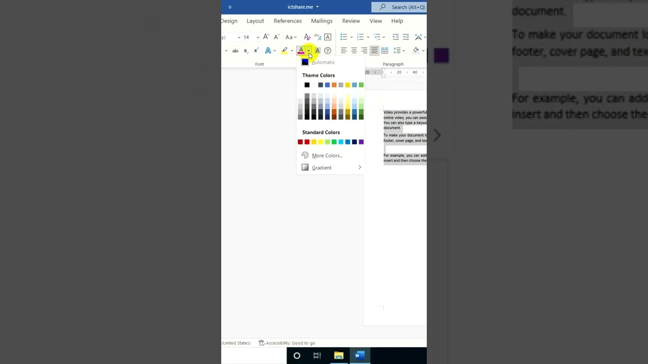 Change Text Color in Ms. Office Word