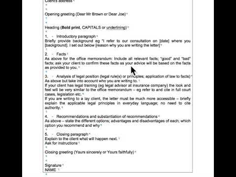 How to draft an office memorandum and a letter of advice to client