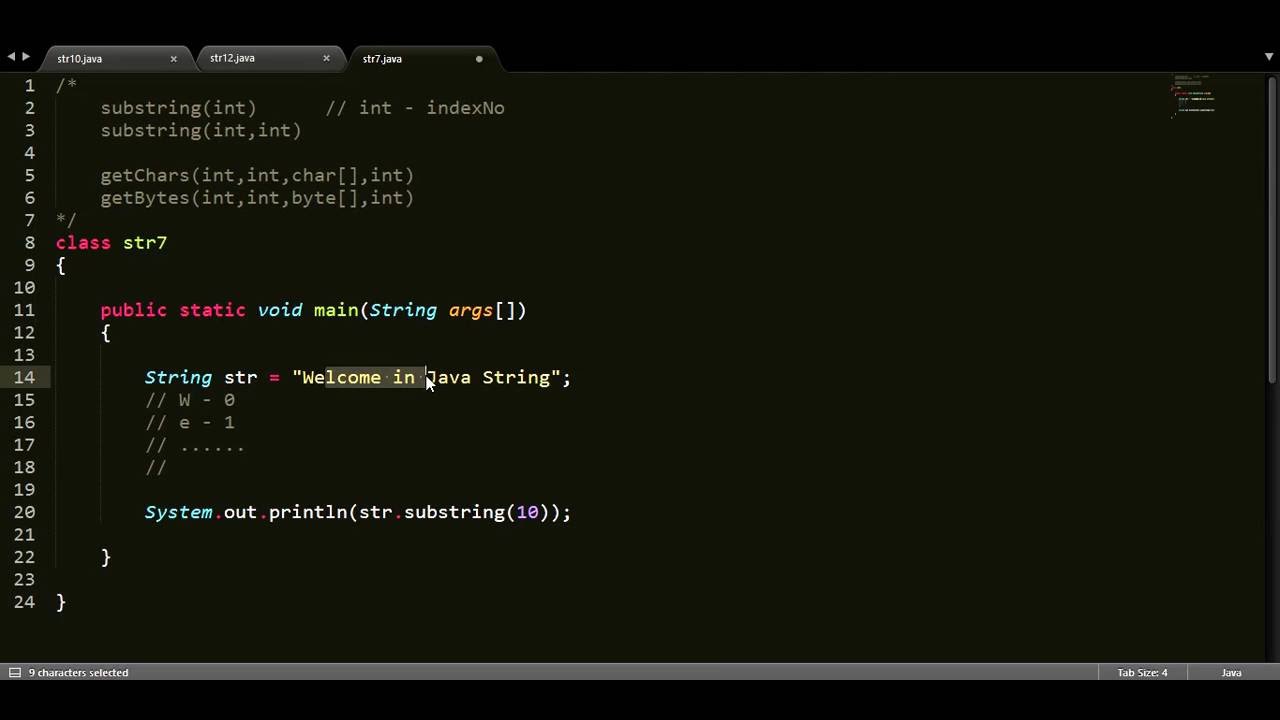 how to split string using substring function in java?