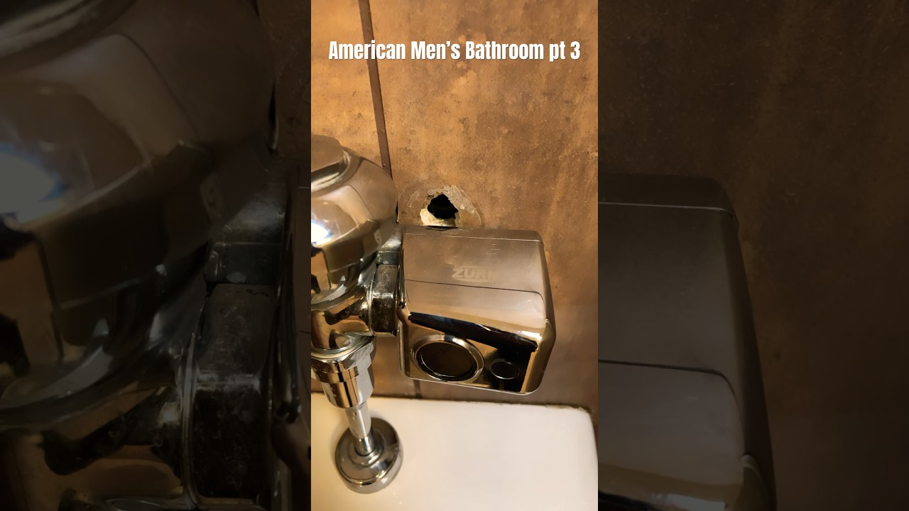 American Men’s Bathroom pt 3 🚽 beware the weird creepy glory hole 🕳️👀🫣 #weird #creepy #bathroom