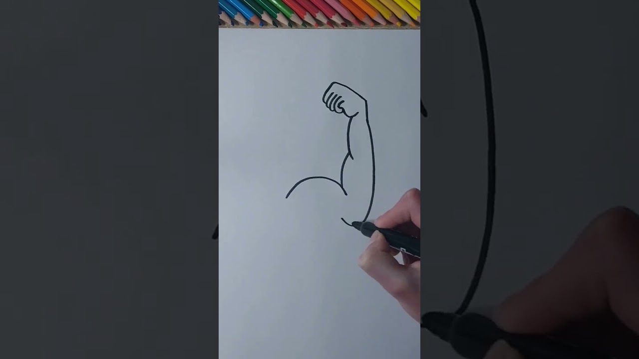How to draw a basic muscular arm #shorts