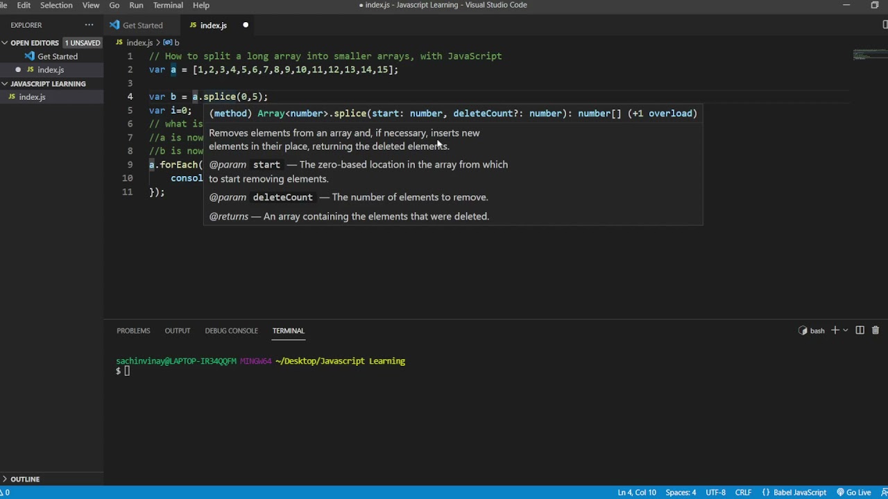 Splitting a Long Array into Smaller Arrays with JavaScript: Using the Splice Method