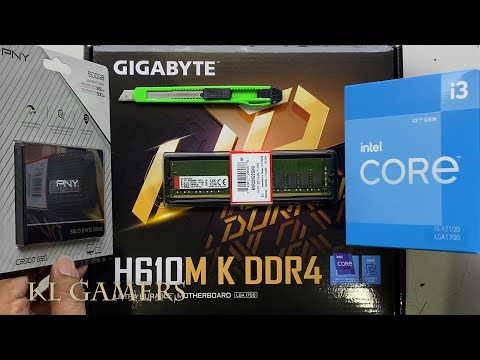 intel Core i3 12100 GIGABYTE H610M K DDR4 PNY SSD Simple Desktop PC Build