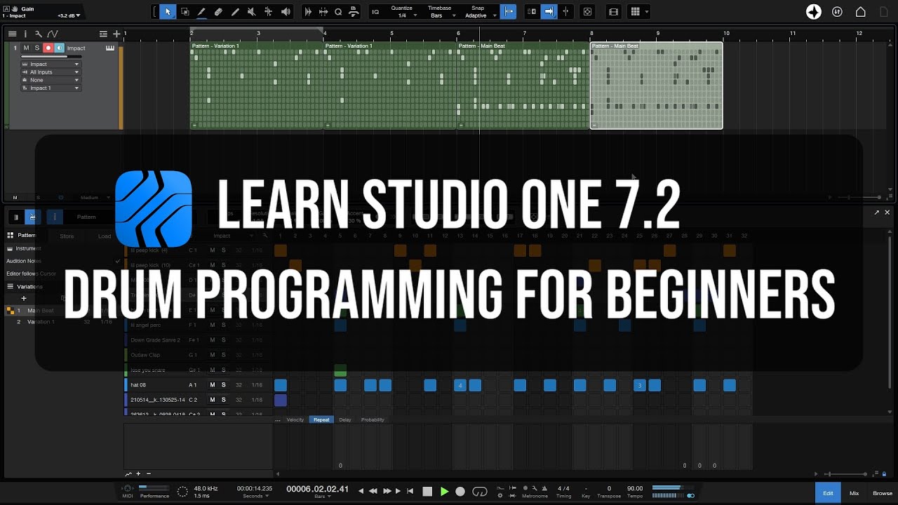 Learn Studio One 7.2 | Drum Programming for Beginners | In-Depth