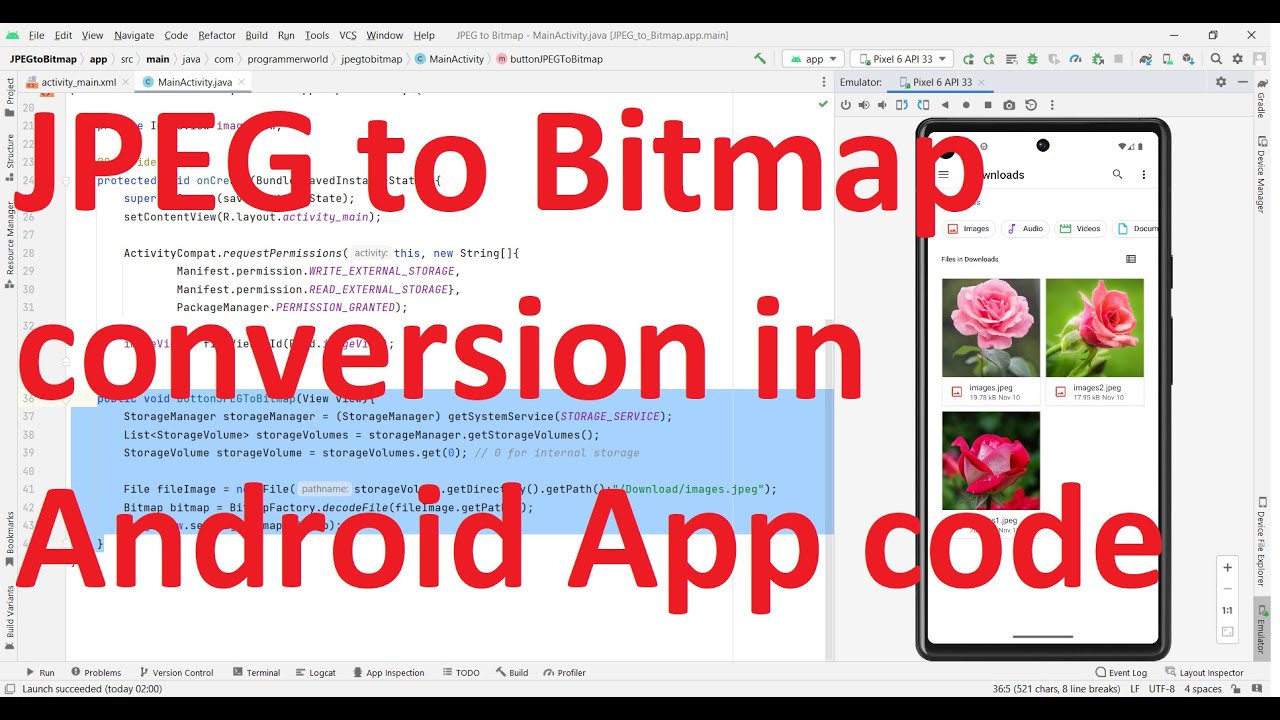 How to open and convert a JPEG file (from Download folder) into Bitmap in your Android App?
