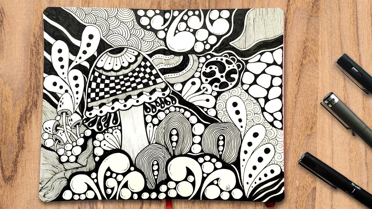Zentangle Mushroom Art | Creative Step-by-Step Tutorial