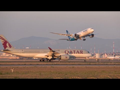 A Full day at Rome Fiumicino Airport FCO. Italian Summer Planespotting in 4K