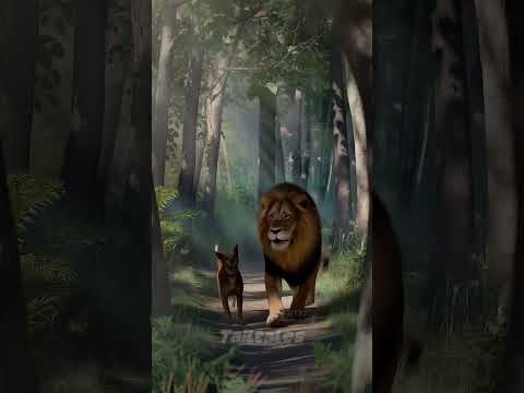 Dog and Lion in A Dark Forest !?