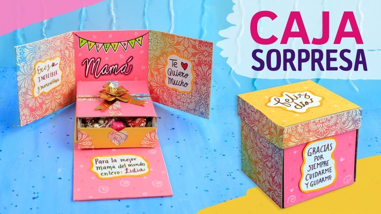⭐𝗚𝗜𝗙𝗧 𝗕𝗢𝗫 🌷 Caja sorpresa de regalo con cajón  👩‍🦰 Manualidades para mamá (día de las madres)