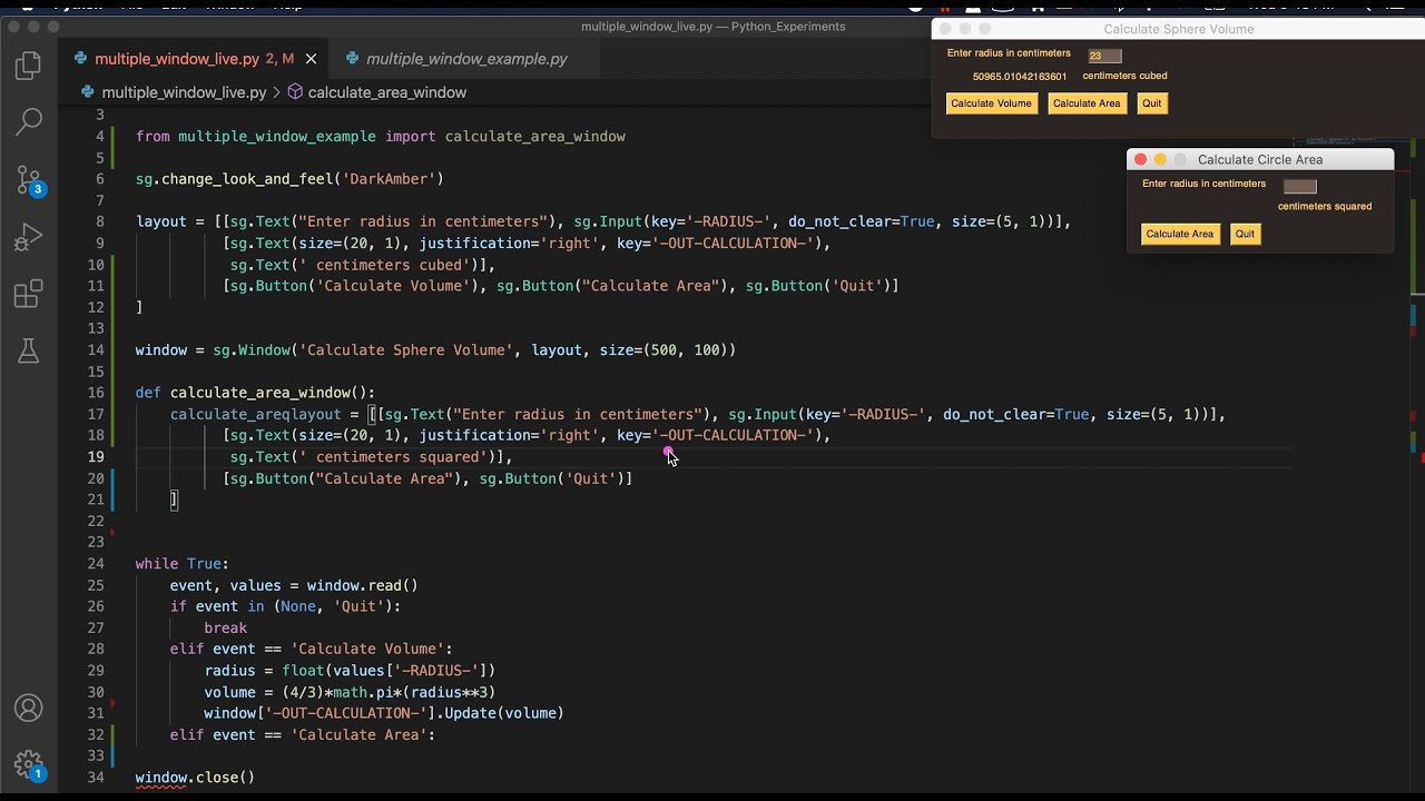 PySimpleGUI - Multiple Window Applications