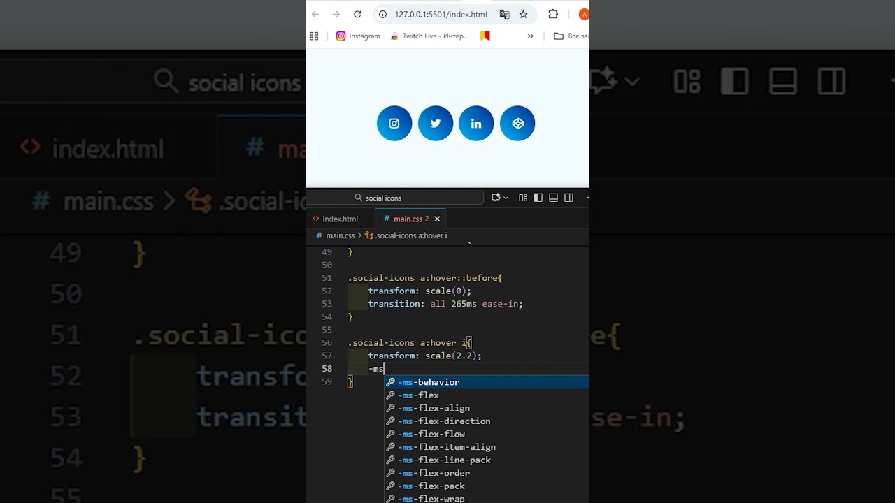 Social Media Icons with Hover Effects | HTML & CSS #webdevelopment #coding #htmlcss #shorts