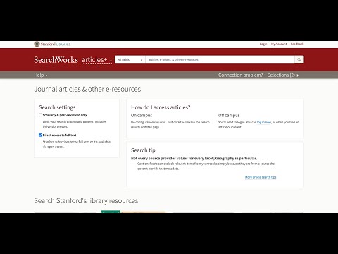 Using SearchWorks: Articles+ 2024