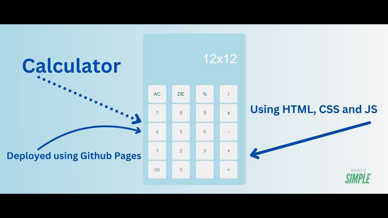 How To Make a Calculator Using HTML, CSS and JS and Deploy to Github Pages.
