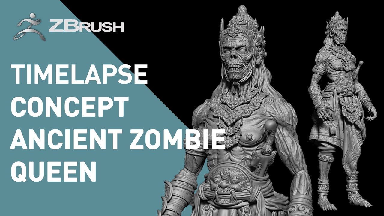 3D SCULPTING ANCIENT ASIA ZOMBIE QUEEN CONCEPT IN ZBRUSH (TIMELAPSE)