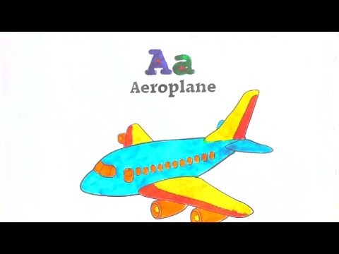 Coloring Pages For Kids Fun Learning How To Color Aeoplane Drawing Alphabet A