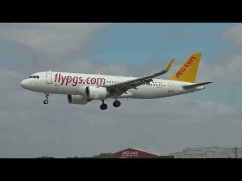 Flypegasus Airbus 320Neo TC-NCU Landing Manchester EGCC