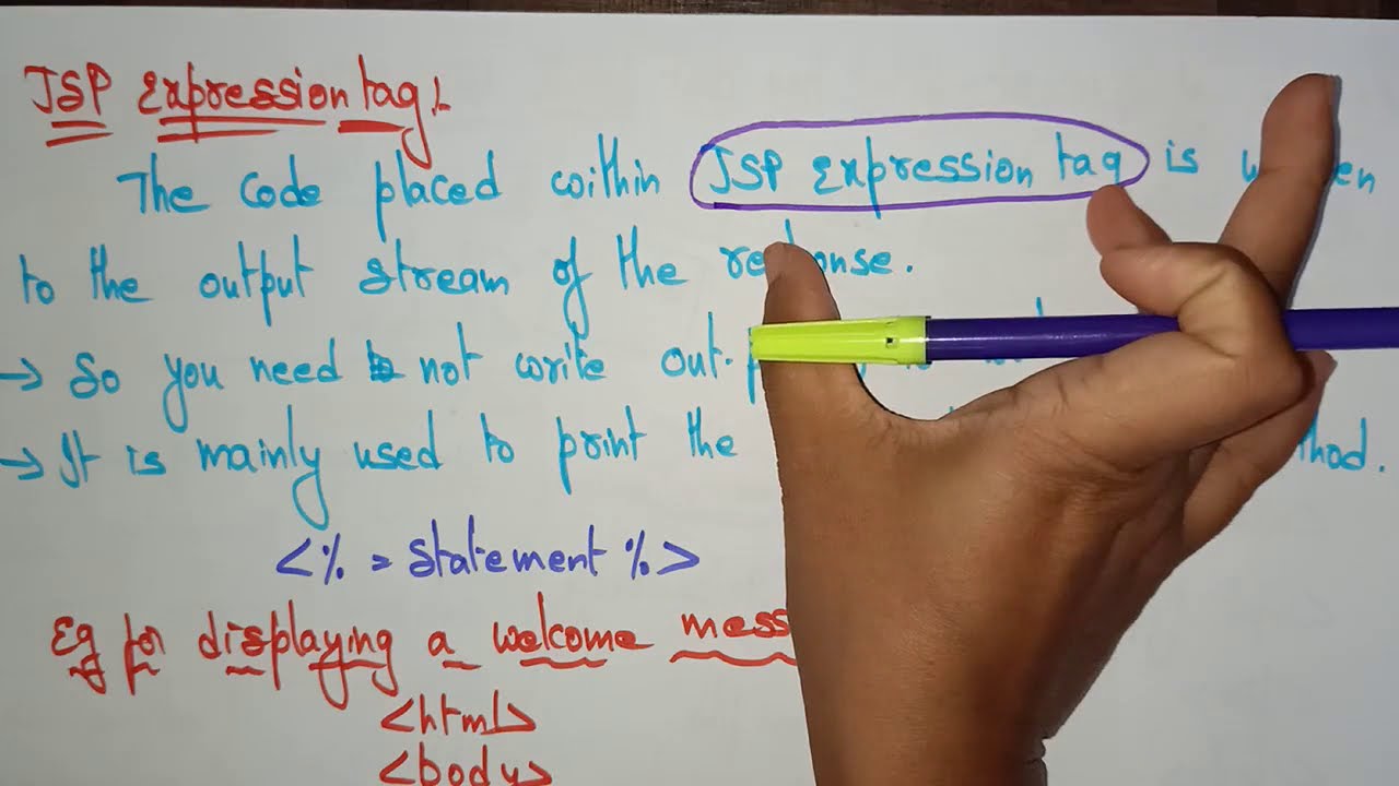 JSP Expression Tag | Scripting Elements | WT | Web Technology | Lec - 49 | Bhanu Priya