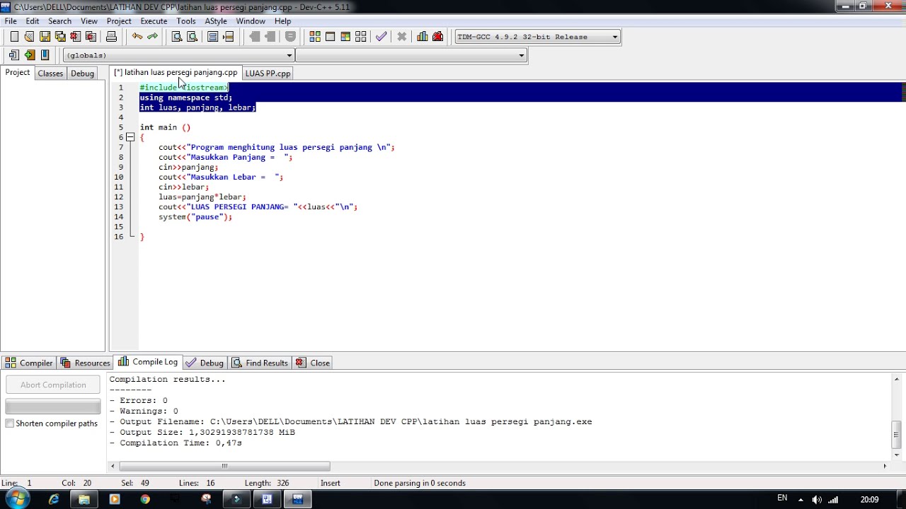 TIPE DATA INTEGER DAN FLOAT Pada DEV C++