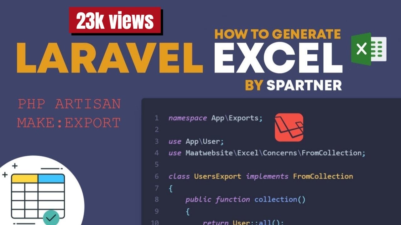 LARAVEL EXCEL EXPORT - FROM VIEW - GENERATE DATA IN EXCEL - LARAVEL