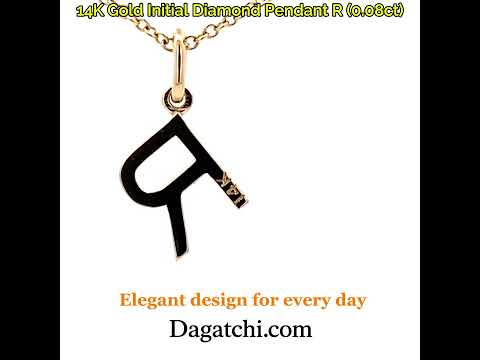 14K Gold Initial Diamond Pendant R (0.08ct) | Dagatchi Fine Jewelry