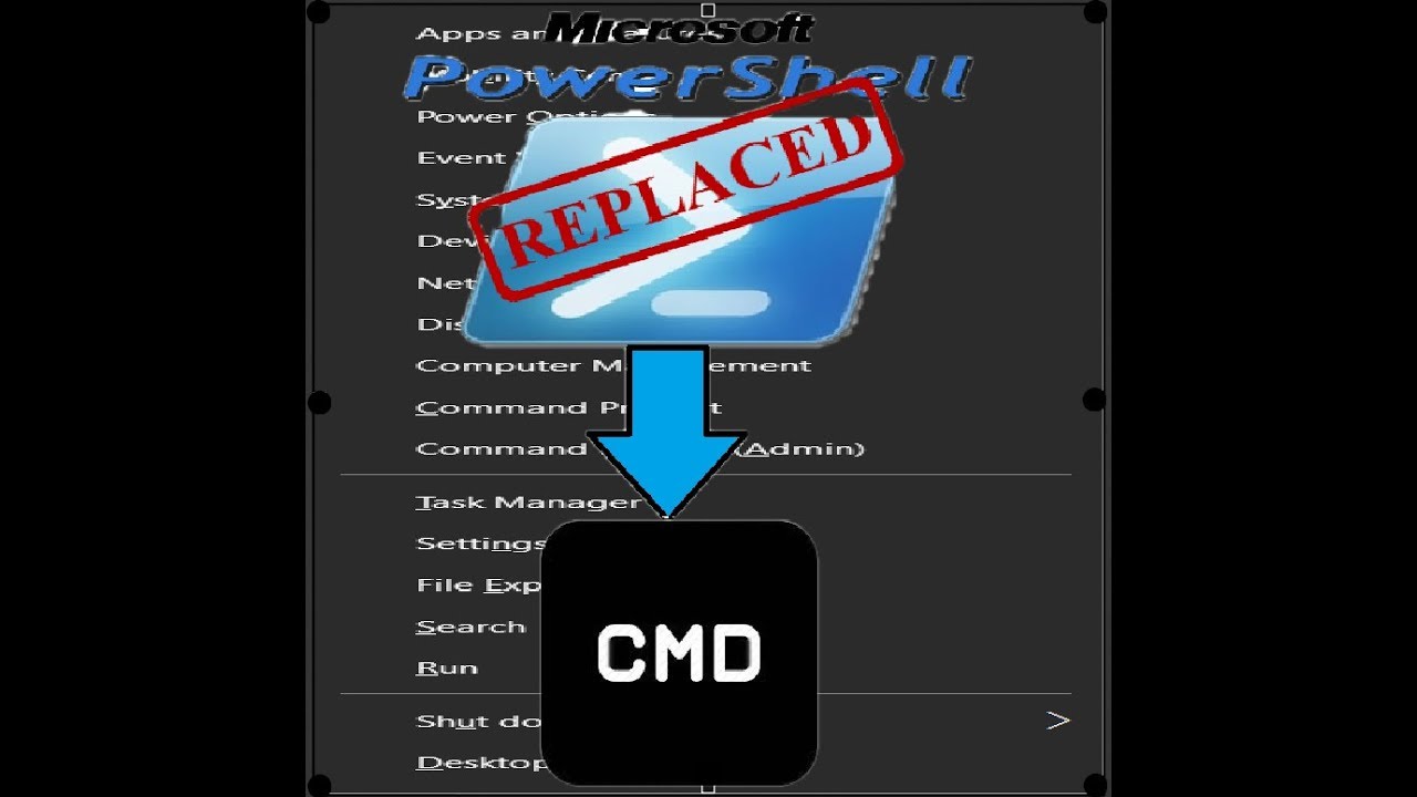 Replace Powershell with Command Prompt win10 in power user menu(x+winkey)