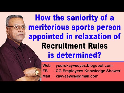 How the seniority of a meritorious sports person appointed in relaxation of Recruitment Rules?