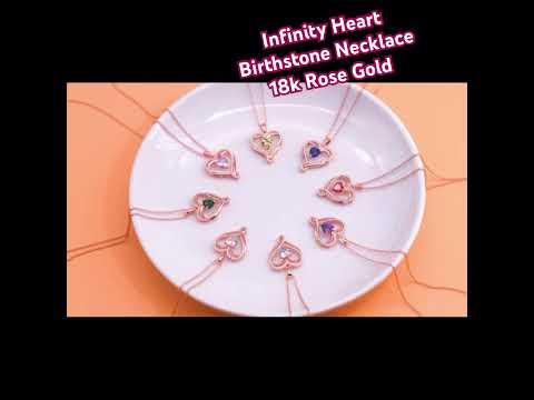 INFINITY HEART BIRTHSTONE NECKLACE FOR WOMEN 18K ROSE GOLD 925 STERLING SILVER BIRTHSTONE JEWELRY