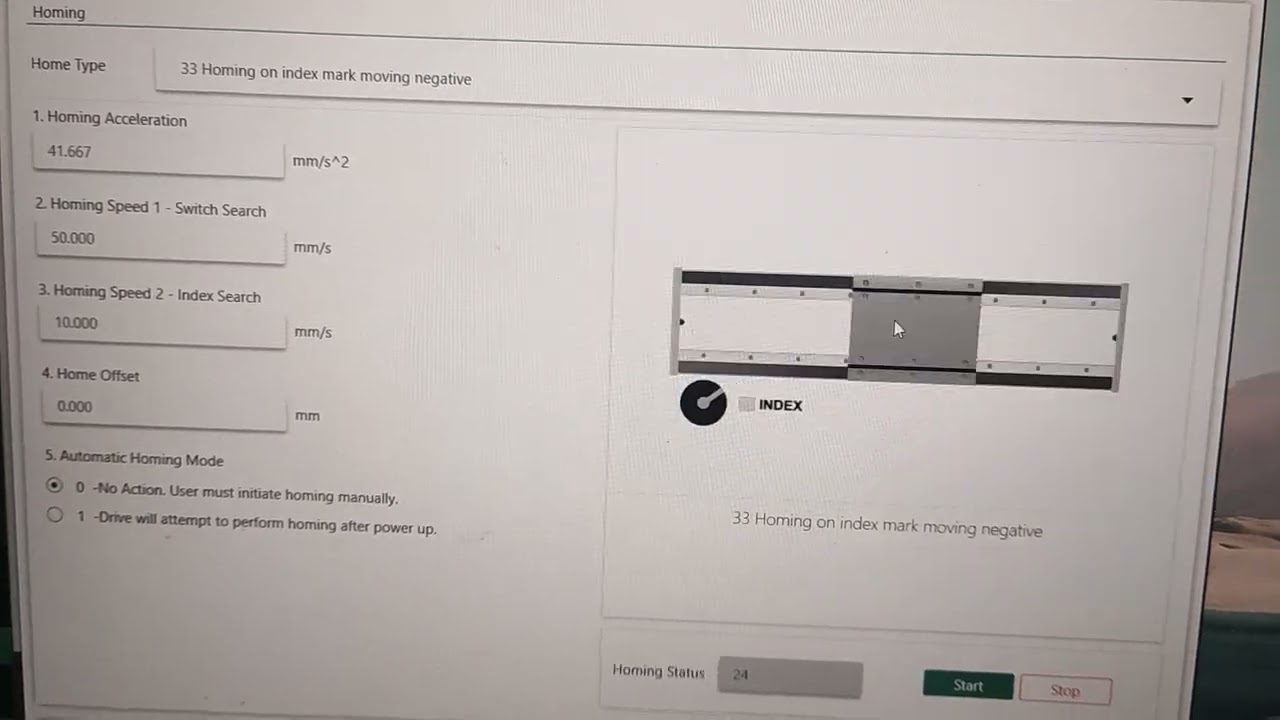 Servotronix homing setting