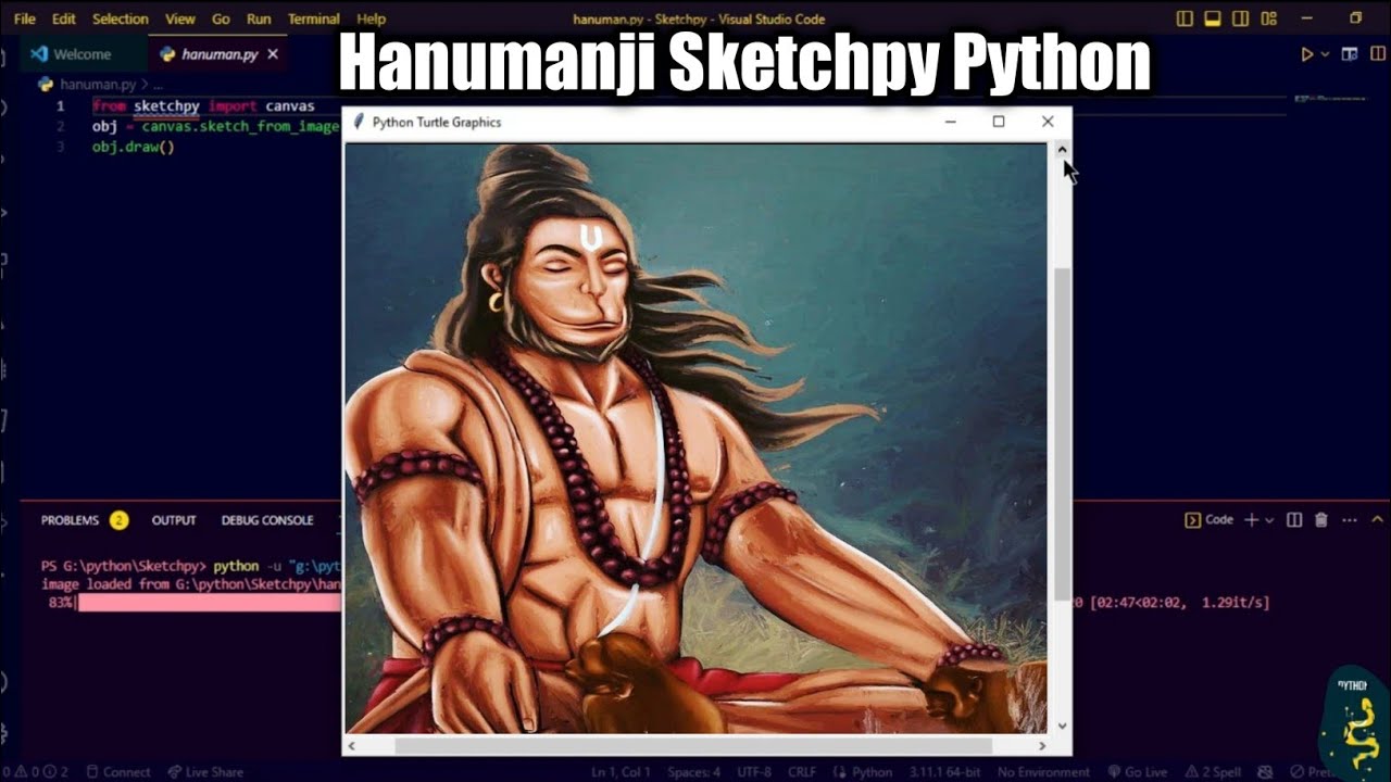 Draw Hanumanji using python sketchpy code | Python Programming Hub