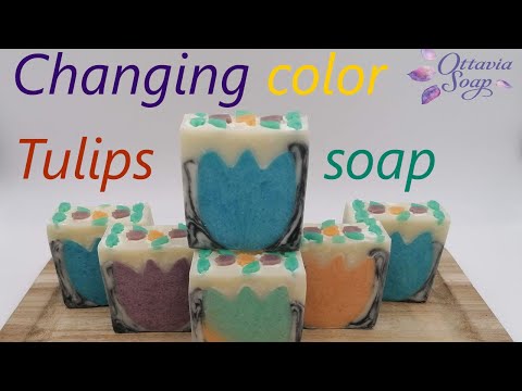 Changing color Tulips soap – Soap with Embeds Tutorial SUBTITLED