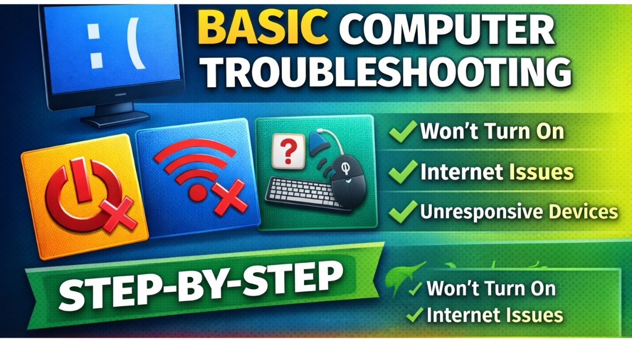 Basic Computer Troubleshooting for Beginners | Fix Common PC Problems.#basiccomputertraining