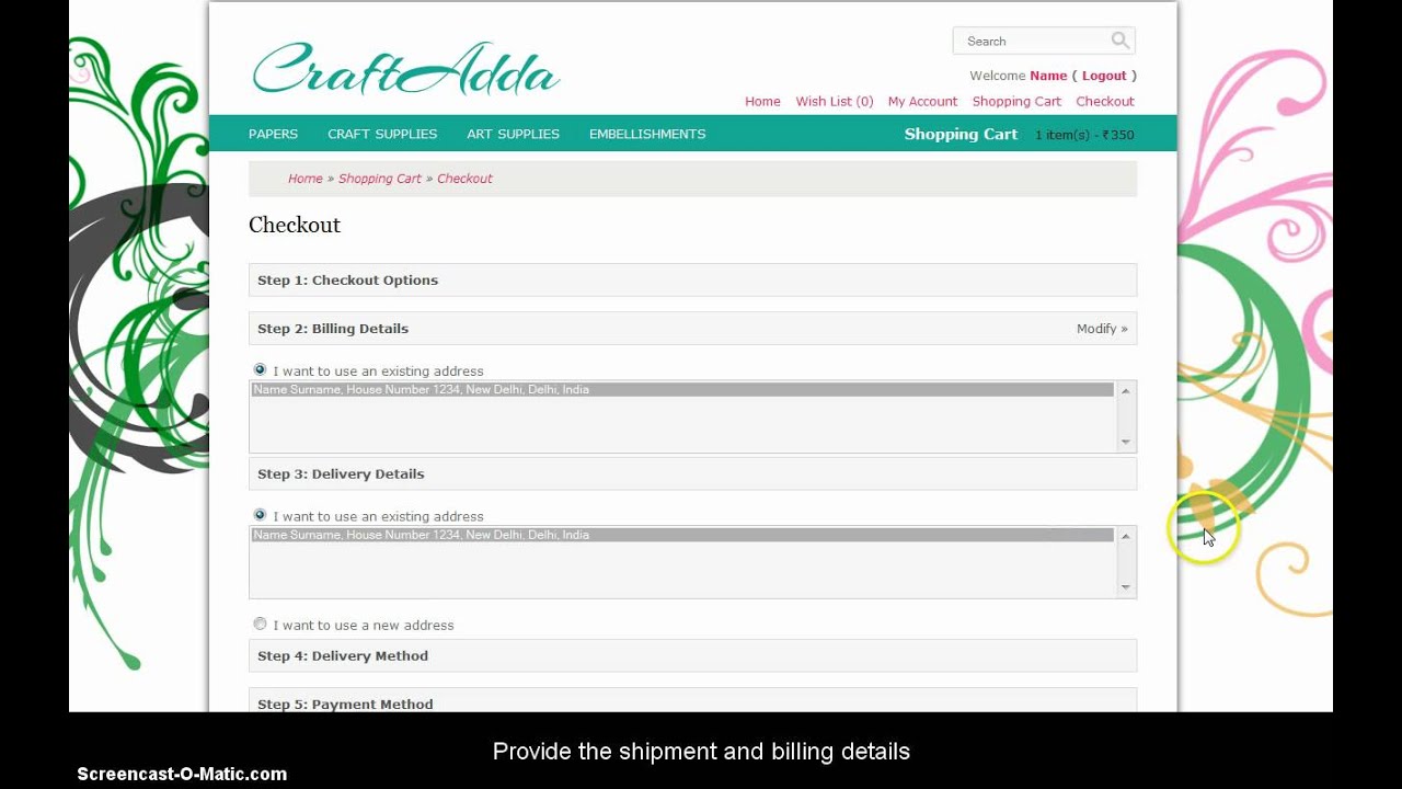 The Shopping Process at CraftAdda
