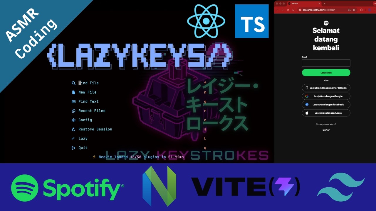 ASMR Coding with Neovim | Rebuilding Spotify Login Page From Scratch