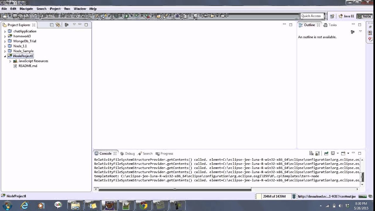 NodeJs using Eclipse
