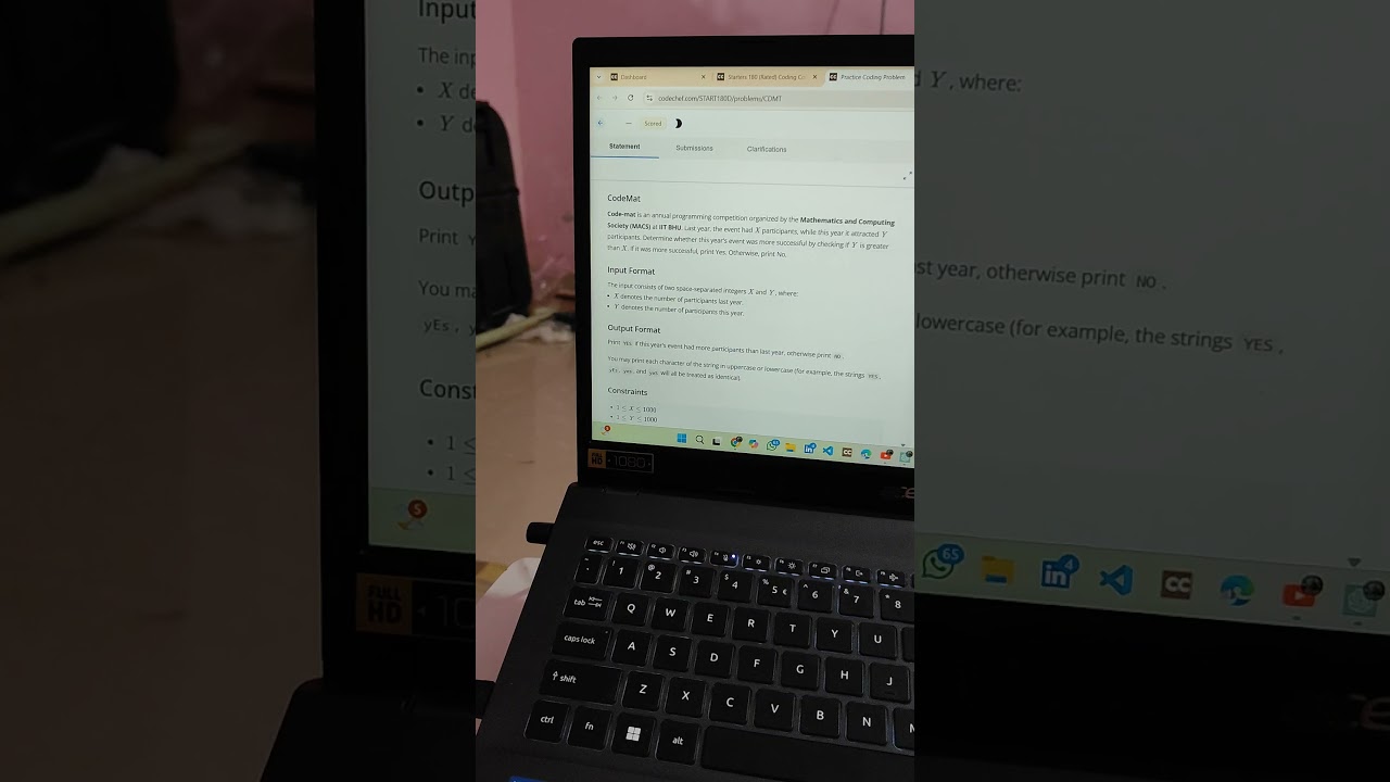 Q1 .CodeMat ✅ | CodeChef Contest Live 🔥💻#coding #codechef #contest #programming